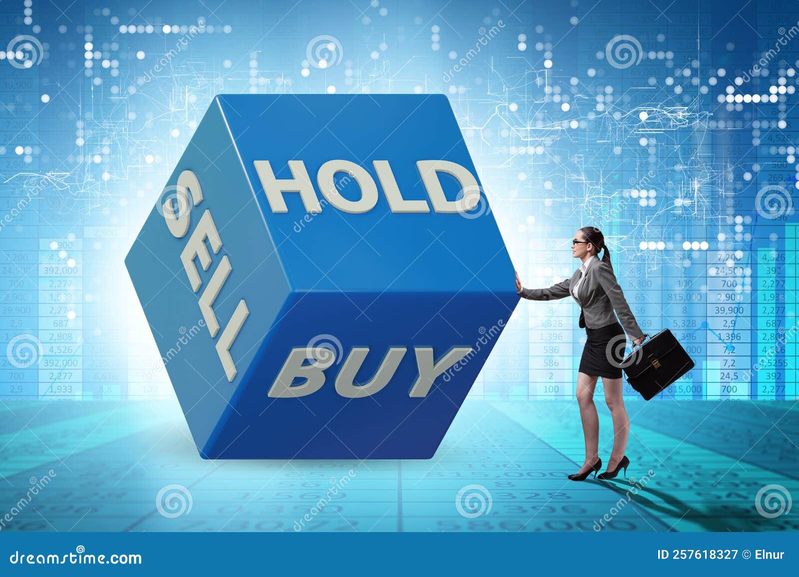 Trader with Three Options of Buy Sell and Hold Stock Image - Image of ...