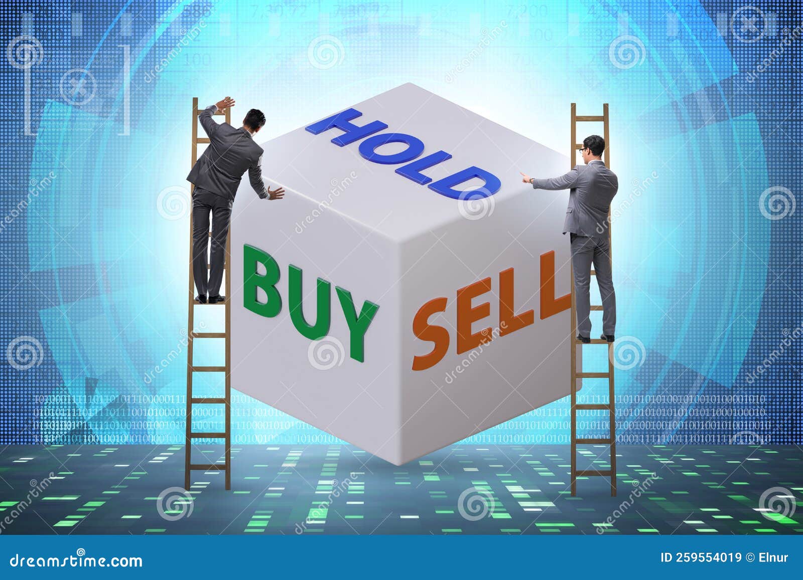 Trader with Three Options of Buy Sell and Hold Stock Image - Image of ...