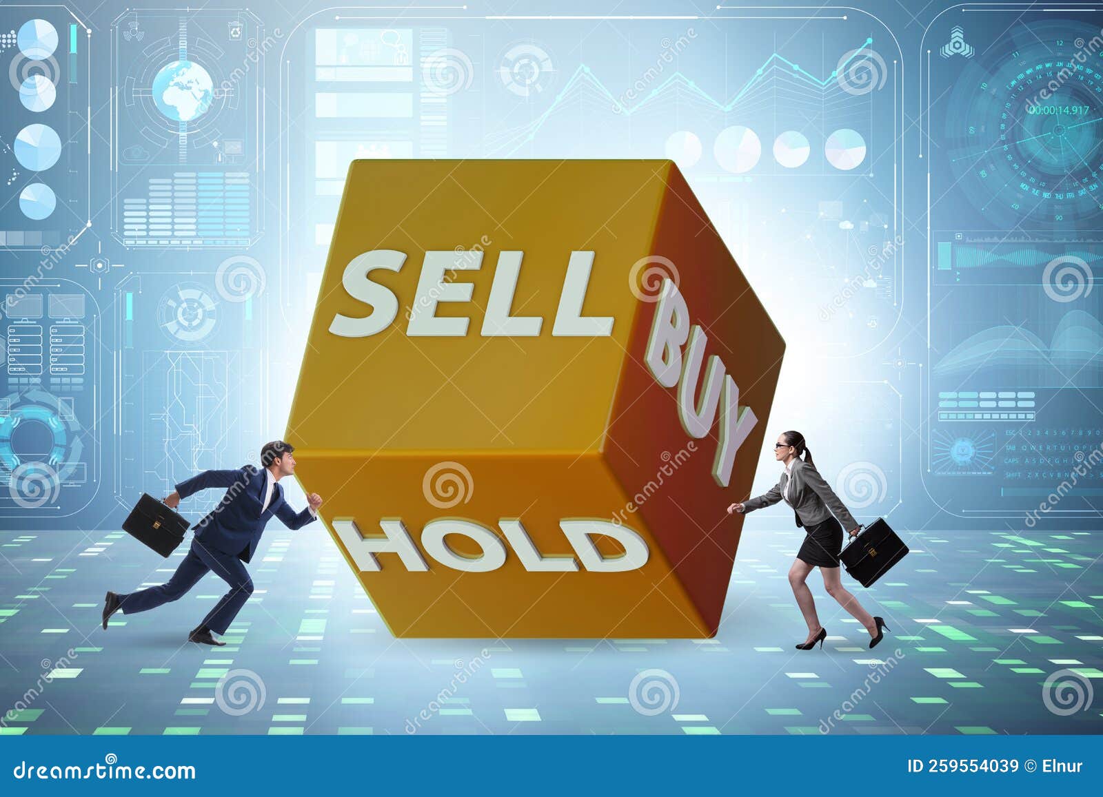 Trader with Three Options of Buy Sell and Hold Stock Image - Image of ...