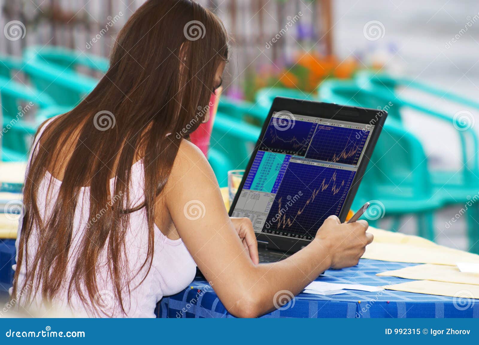 Trader at work stock image. Image of notebook, diagram - 992315