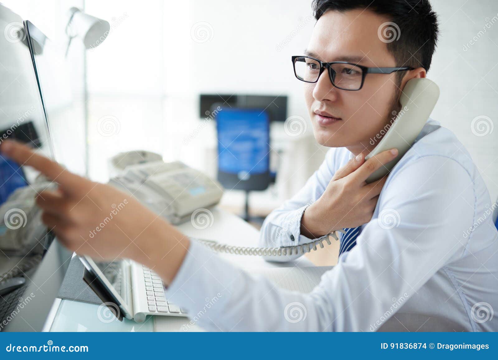 Trader at work stock photo. Image of young, professional - 91836874