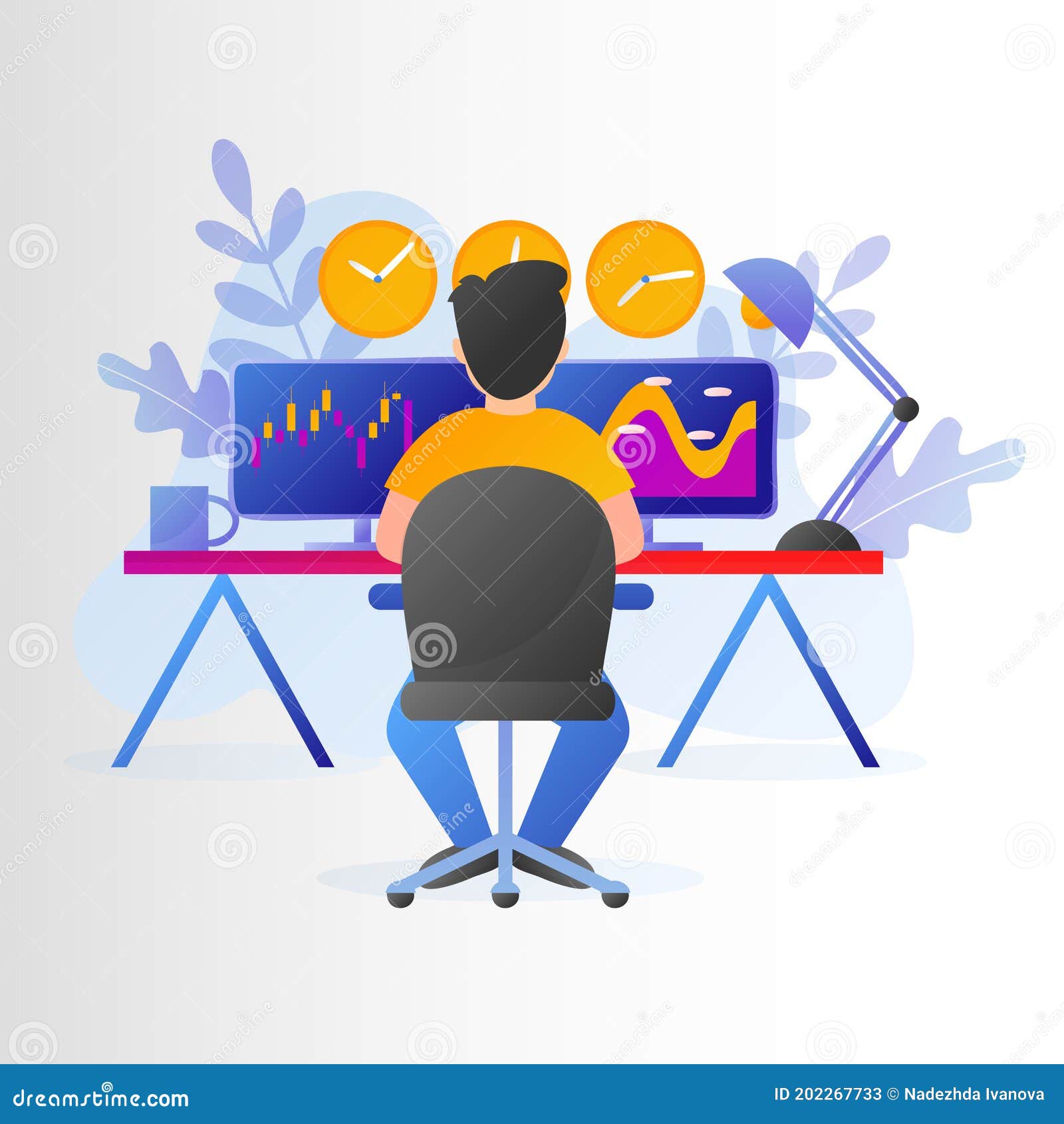 Trader Working Concept Vector Illustration Stock Illustration ...