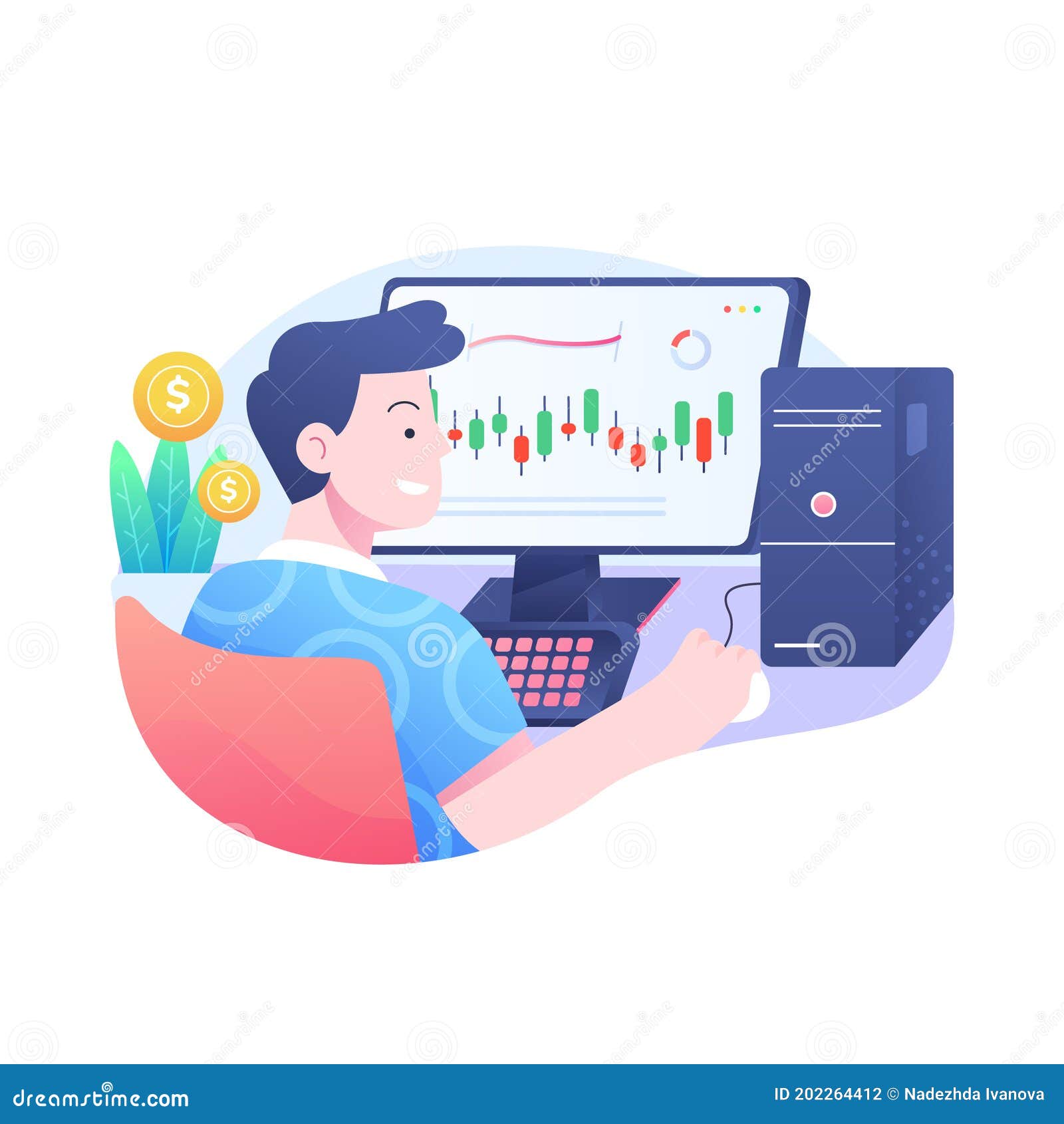 Trader Working Concept Vector Illustration Stock Illustration ...