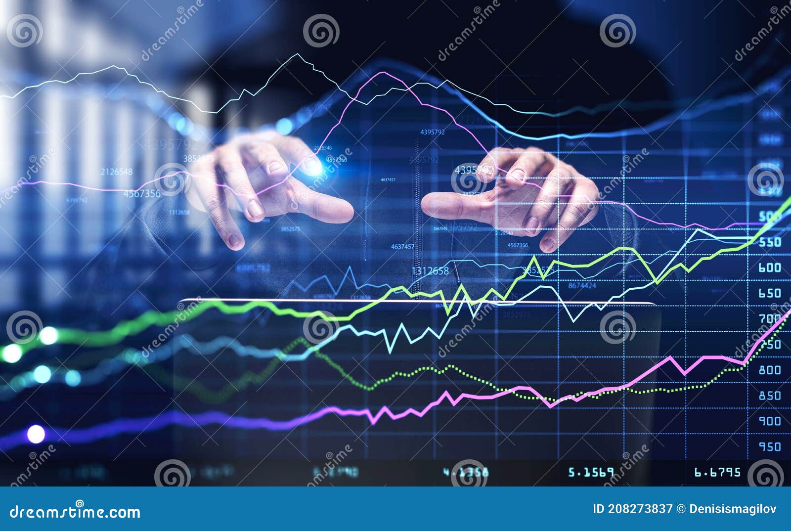 Trader Working with Financial Interface Stock Image - Image of ...