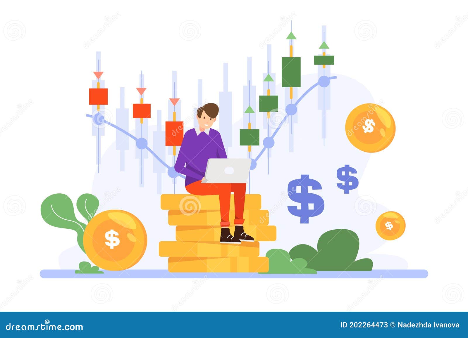 Trader Working Illustration Theme Vector Illustration Stock ...