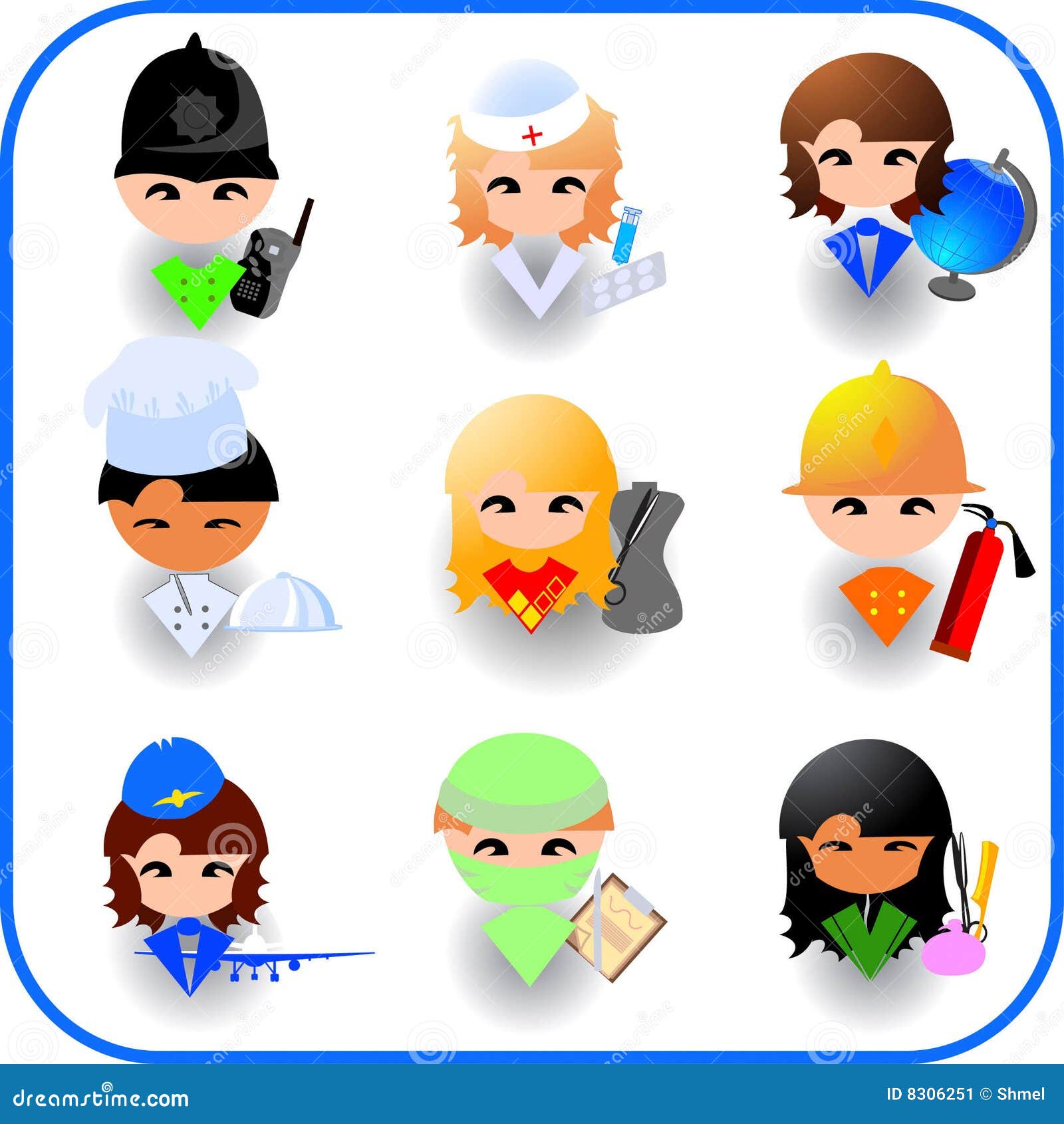 Trades icon set stock vector. Illustration of stewardess - 8306251