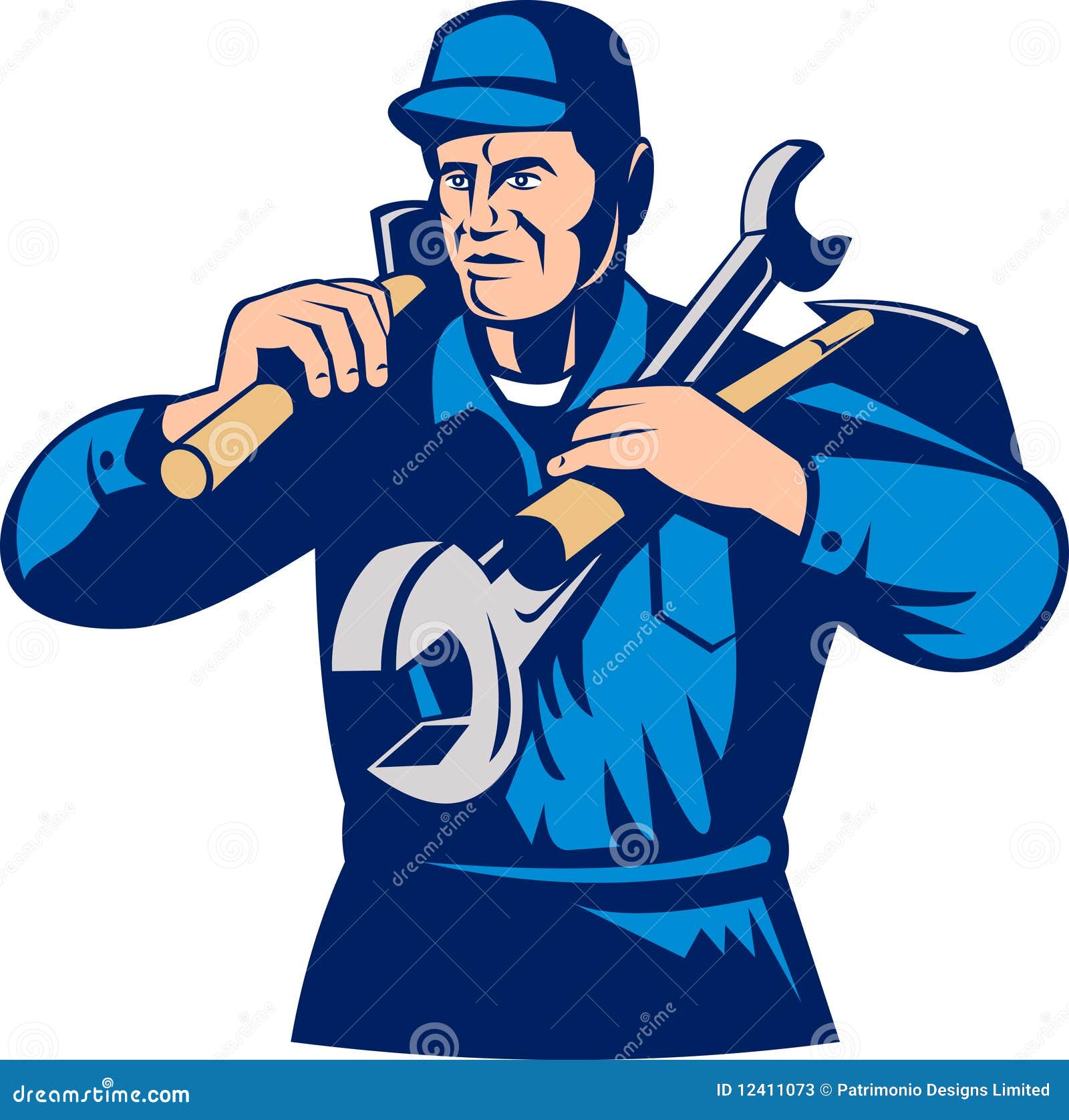 Tradesman Handyman Mechanic Stock Vector - Illustration of holding ...