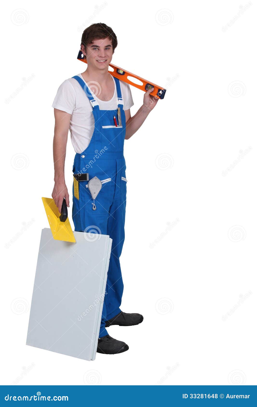 Tradesman Posing with His Tools Stock Photo - Image of isolated ...