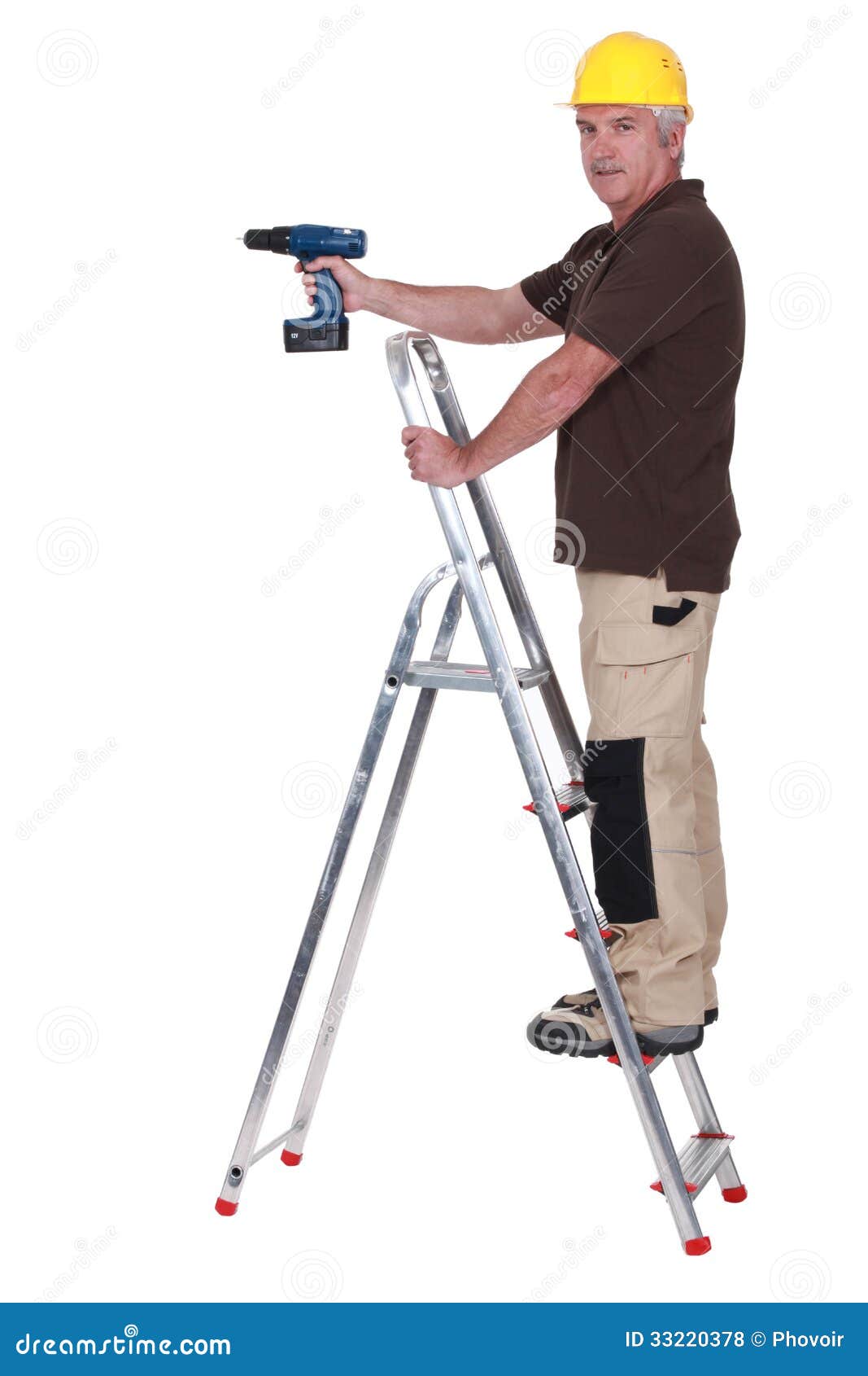 Tradesman Using a Power Tool Stock Photo - Image of battery, aluminum ...