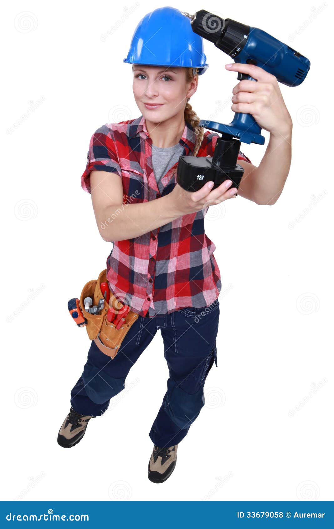 Tradeswoman Holding a Power Tool Stock Photo - Image of caucasian ...