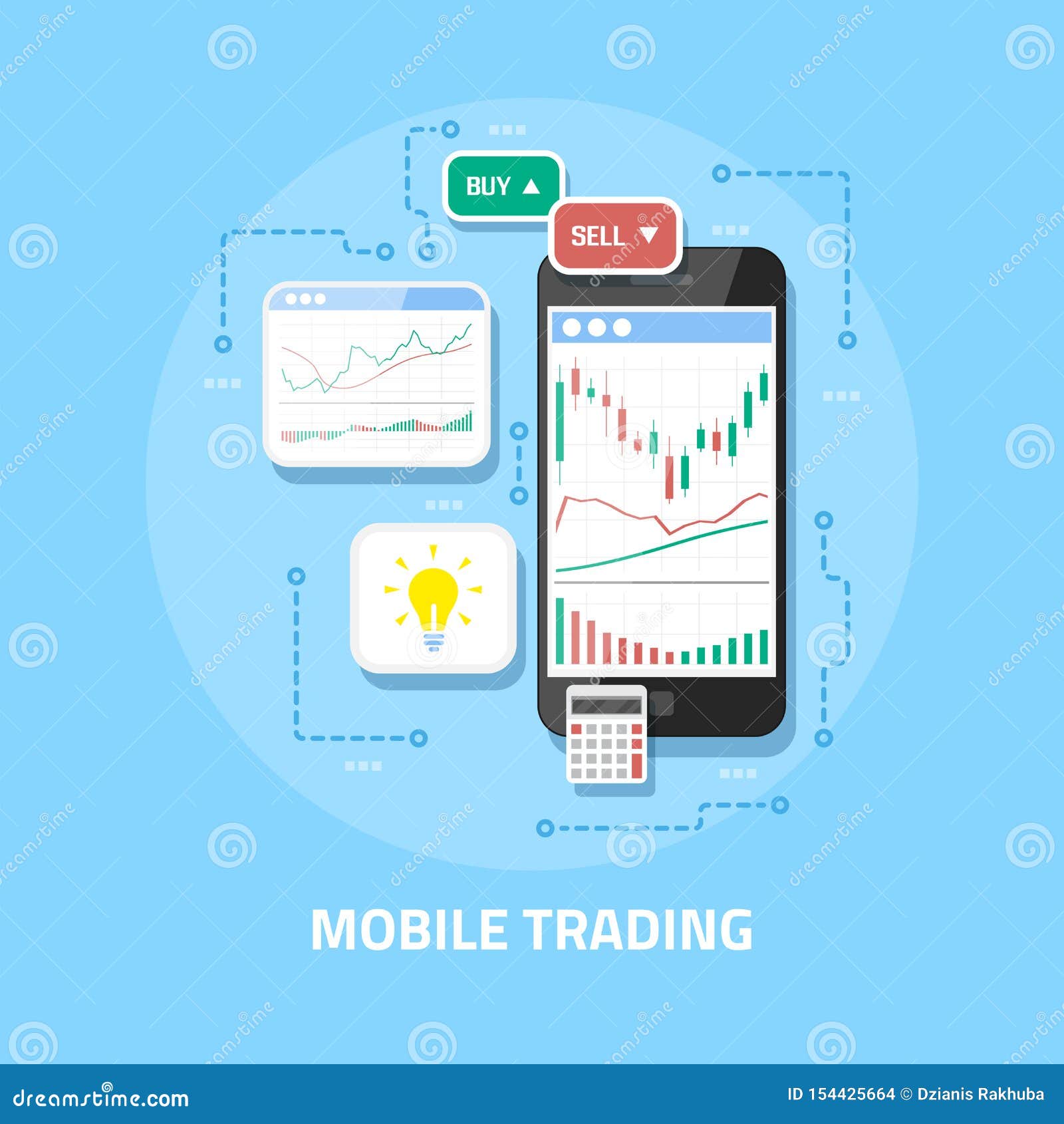 Mobile online trading stock vector. Illustration of design - 154425664