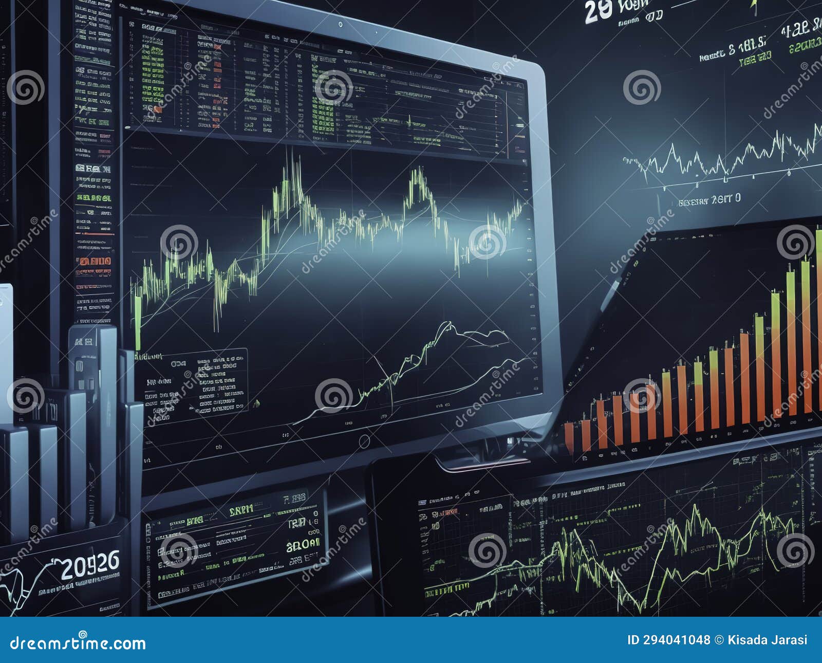 Trading Charts on a Display Stock Illustration - Illustration of ...