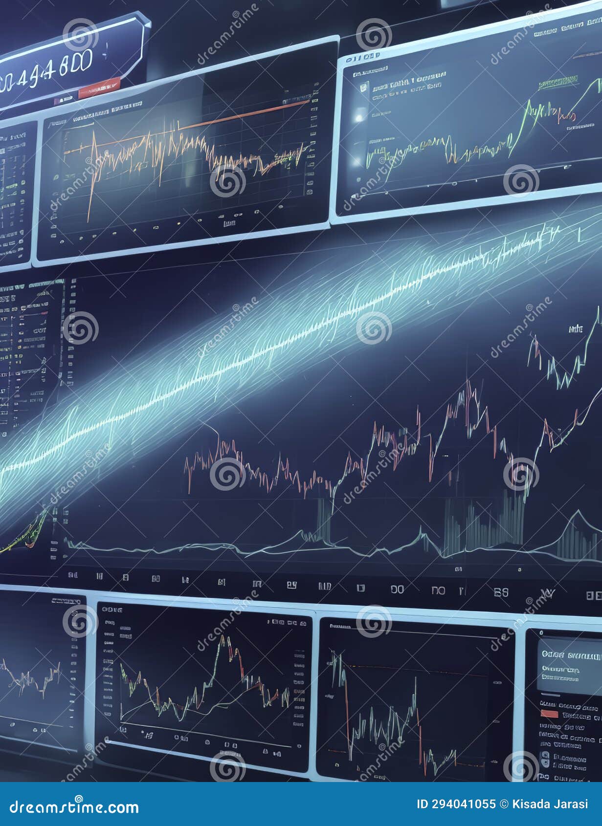 Trading Charts on a Display Stock Illustration - Illustration of ...