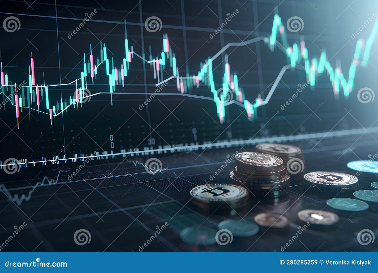 Trading Concept Chart with Diagrams Showing Profits and Losses Ai ...