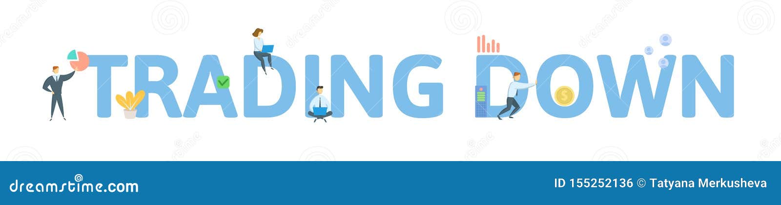 TRADING DOWN. Concept with People, Letters and Icons. Flat Vector ...