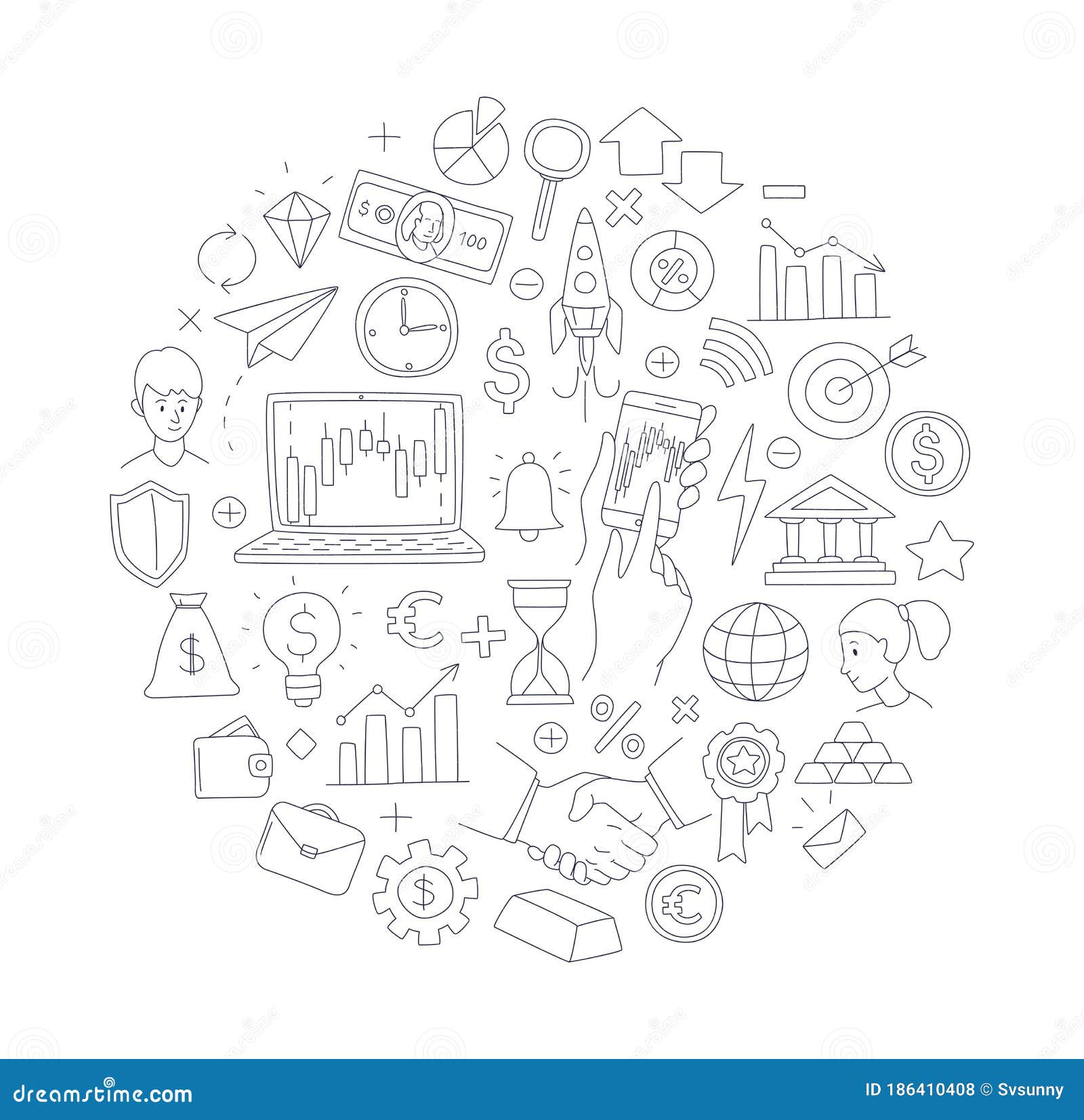 Trading Exchange Home Office Trader Workplace Vector Illustration ...