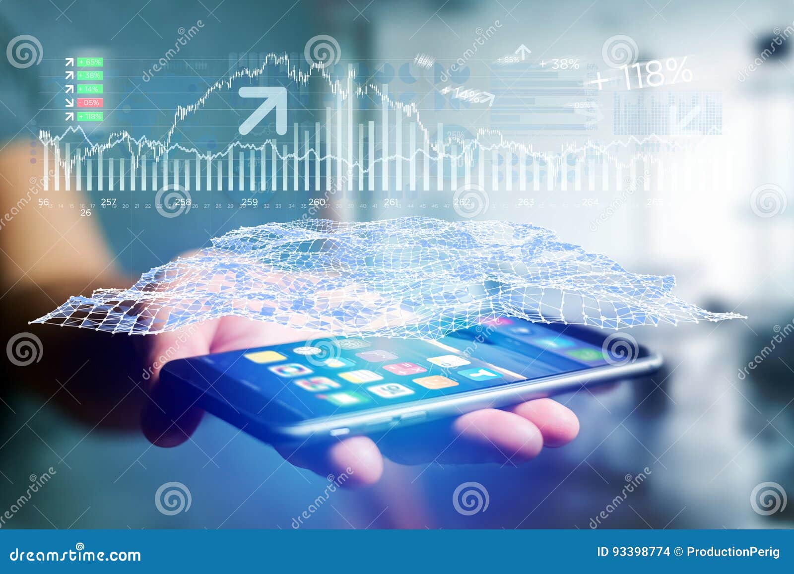 Trading Forex Data Interface on a Futuristic Smartphone Interface ...