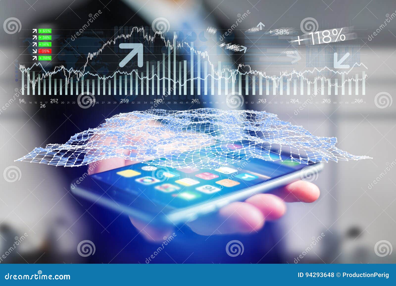 Trading Forex Data Interface on a Futuristic Smartphone Interface ...