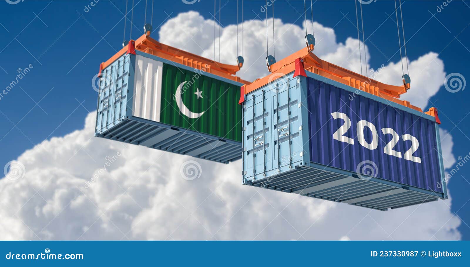 Trading 2022. Freight Container with Pakistan Flag Stock Illustration ...