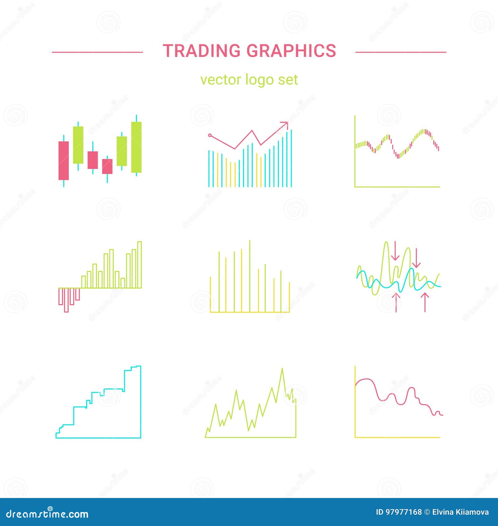 Trading graphics icon set. stock illustration. Illustration of ...
