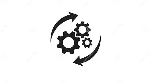 Process Icon. Vector Black and White Flat Illustration Stock Vector ...