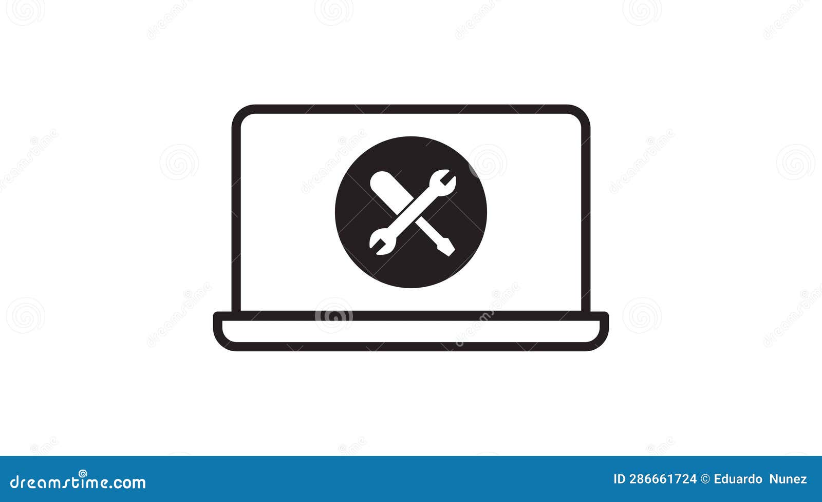 Laptop Fix Icon. Vector Isolated Flat Editable Black and White Stock ...