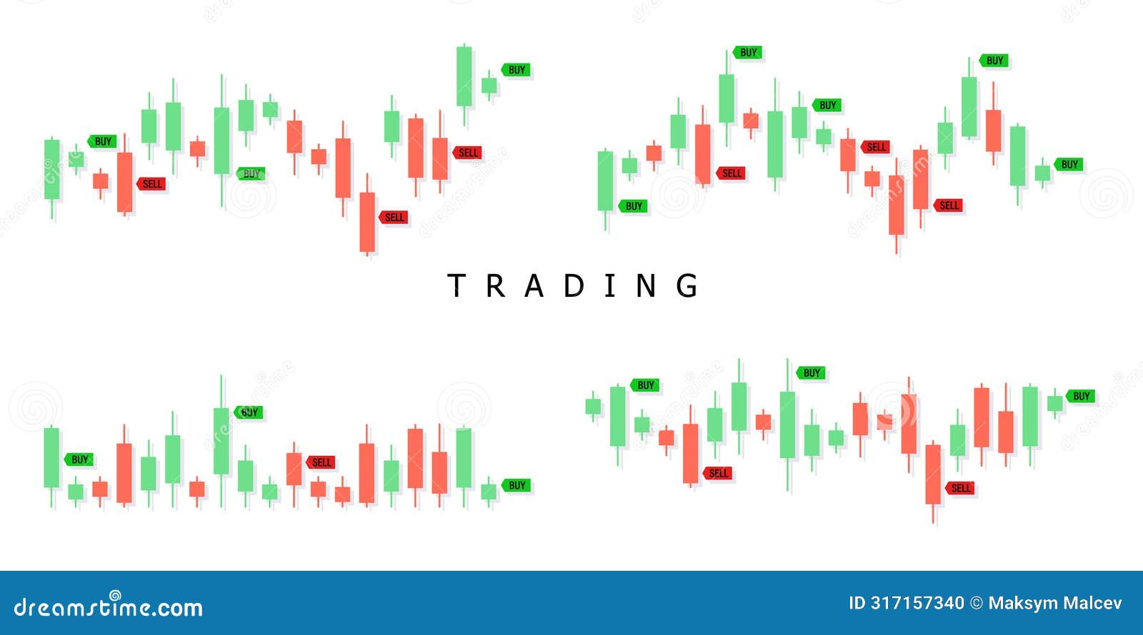 Trading Icon Illustration with Candles. Rise and Fall Graph Stock ...