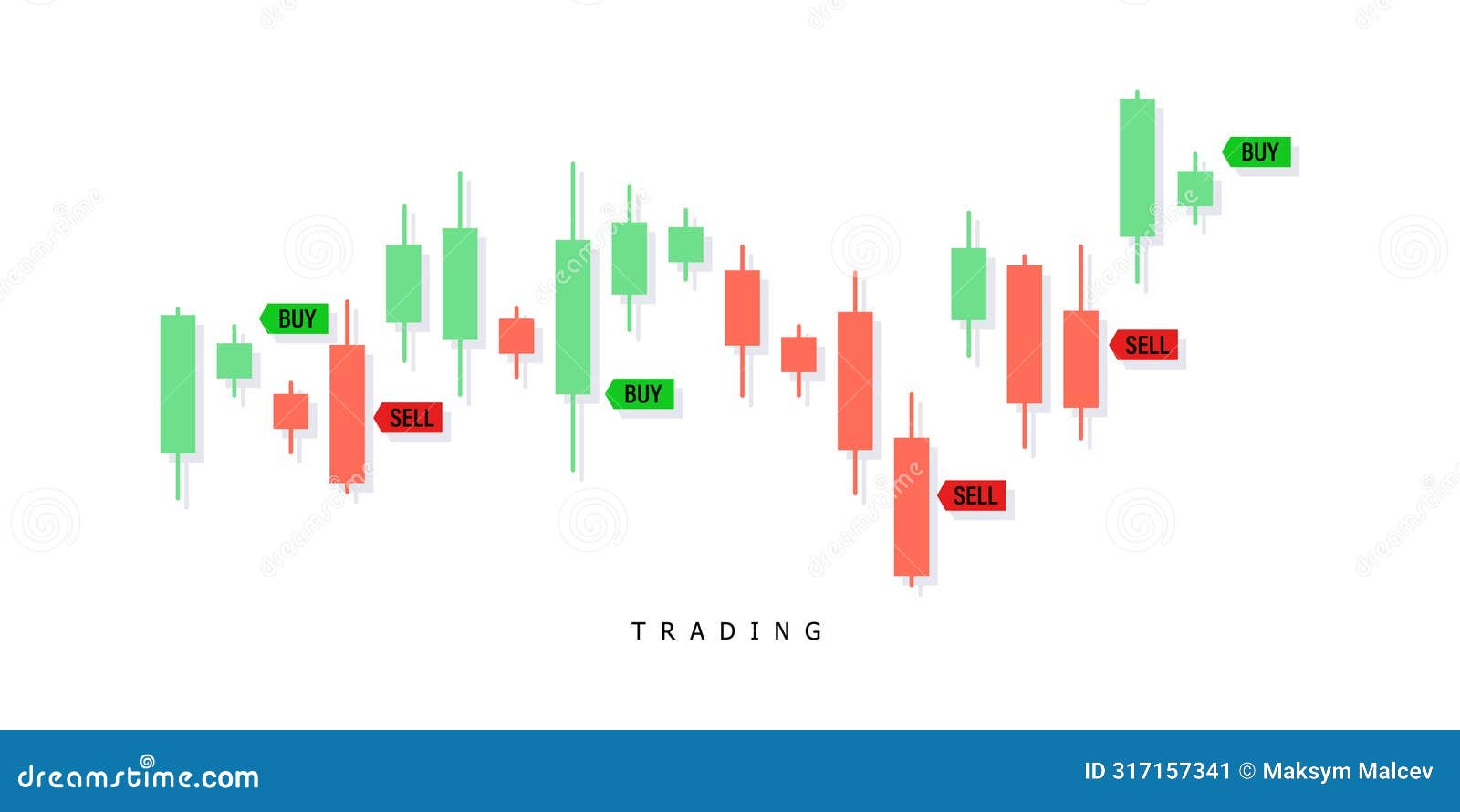 Trading Icon Illustration with Candles. Rise and Fall Graph Stock ...