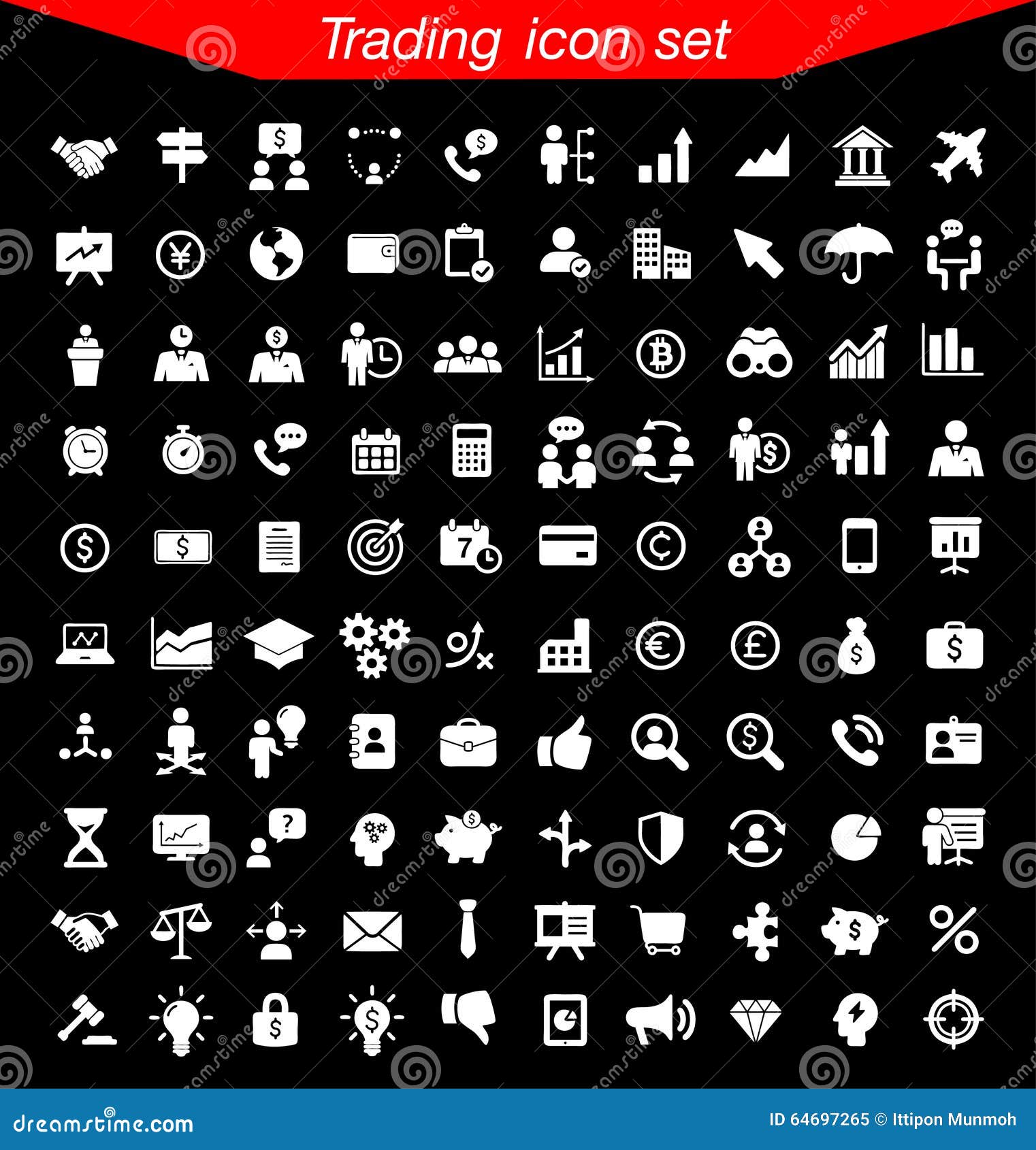 Trading icon set stock illustration. Illustration of save - 64697265