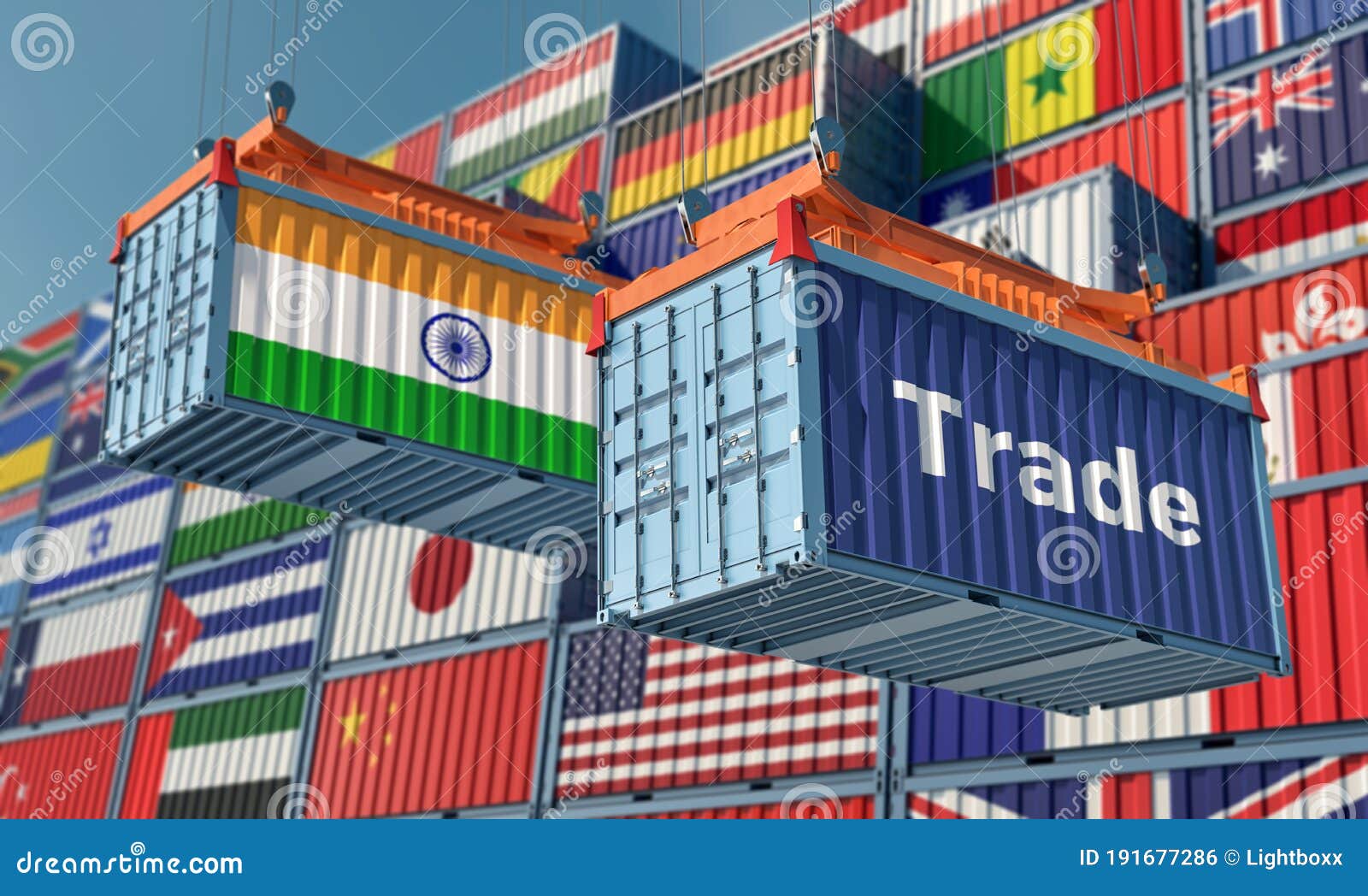 Trading India. Container with India Flag on a Container Terminal Stock ...