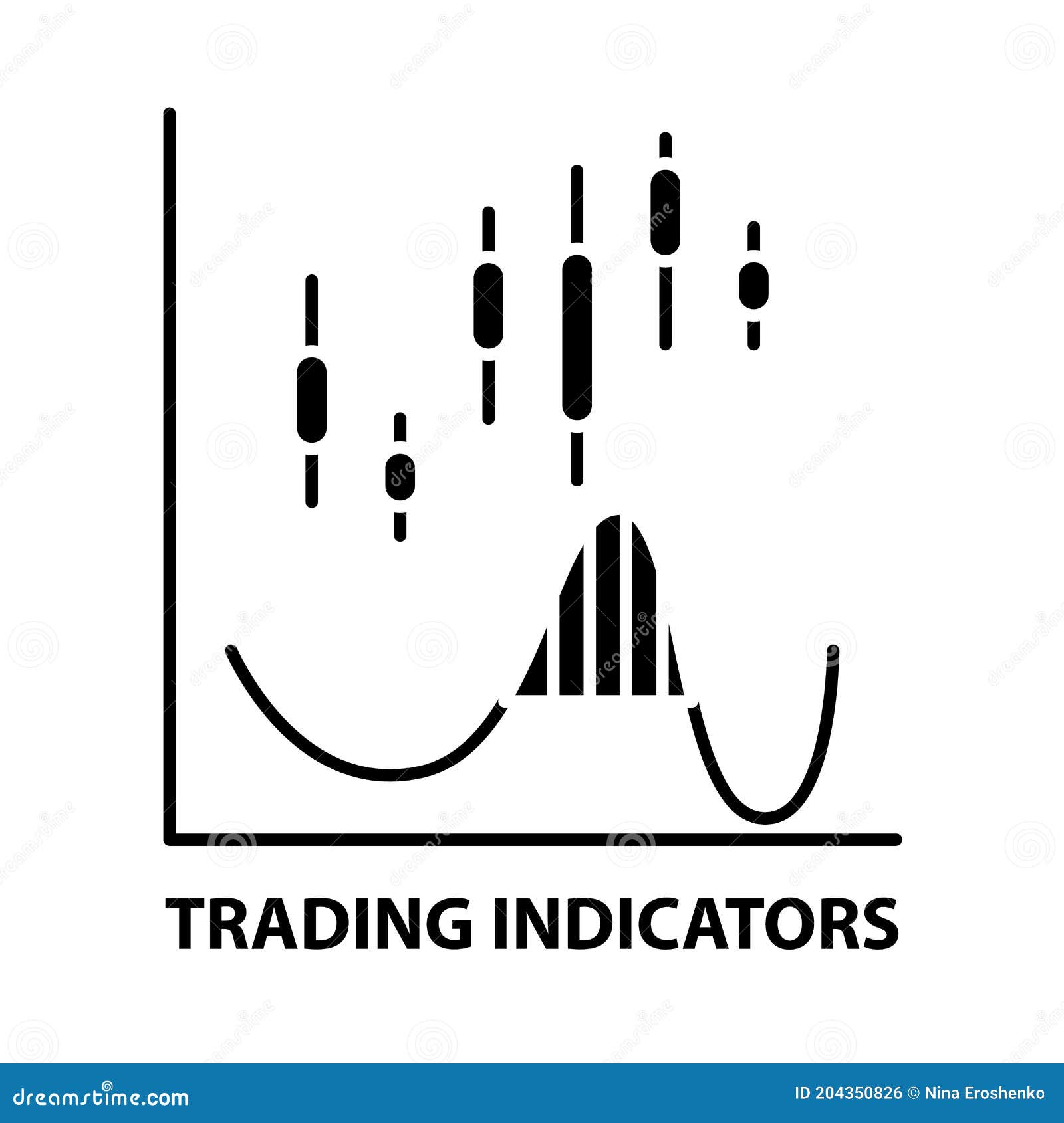 Trading Indicators Icon, Black Vector Sign with Editable Strokes ...