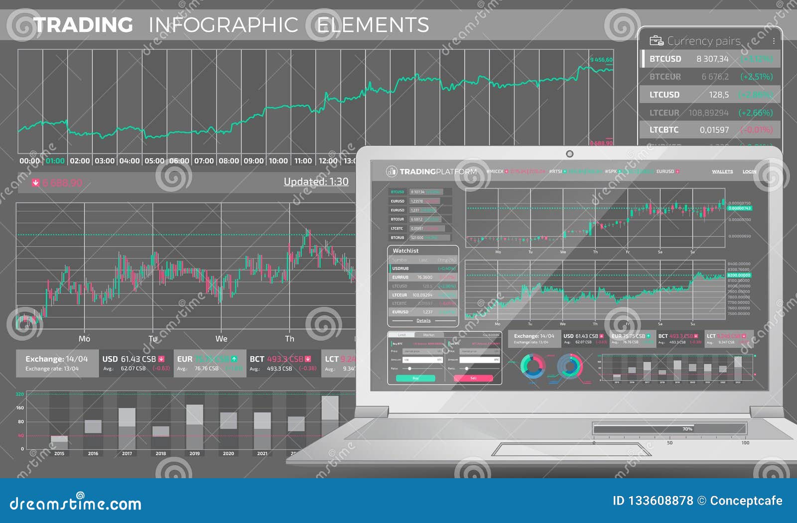 Trading Infographic Elements Stock Vector - Illustration of process ...