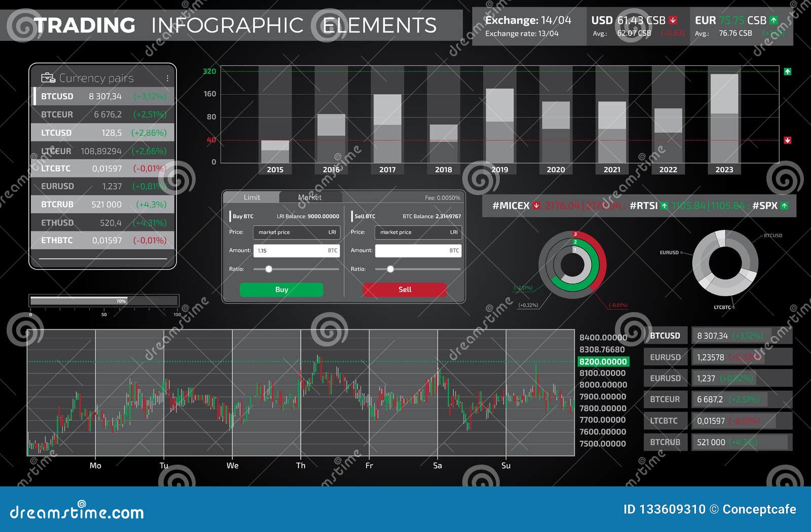 Trading Infographic Elements Stock Vector - Illustration of development ...