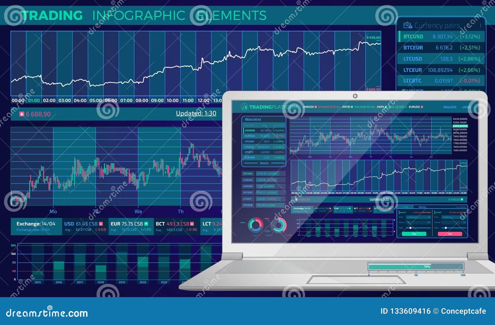 Trading Infographic Elements Stock Vector - Illustration of finance ...