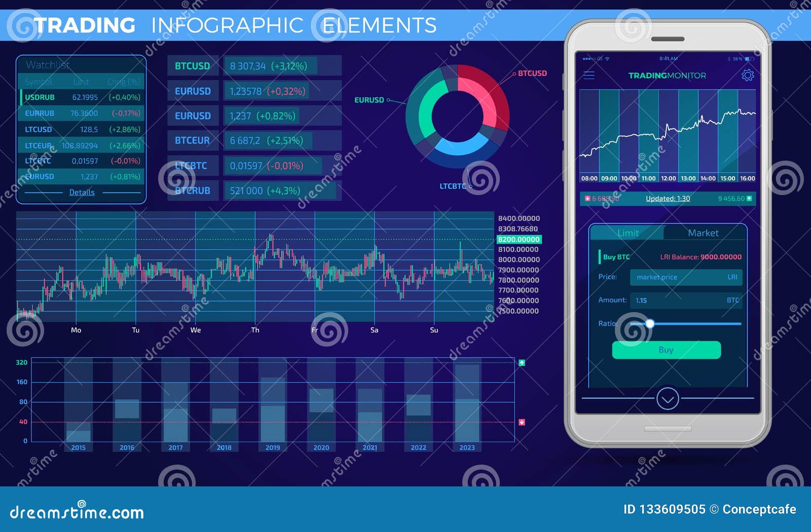 Trading Infographic Elements Stock Vector - Illustration of modern ...