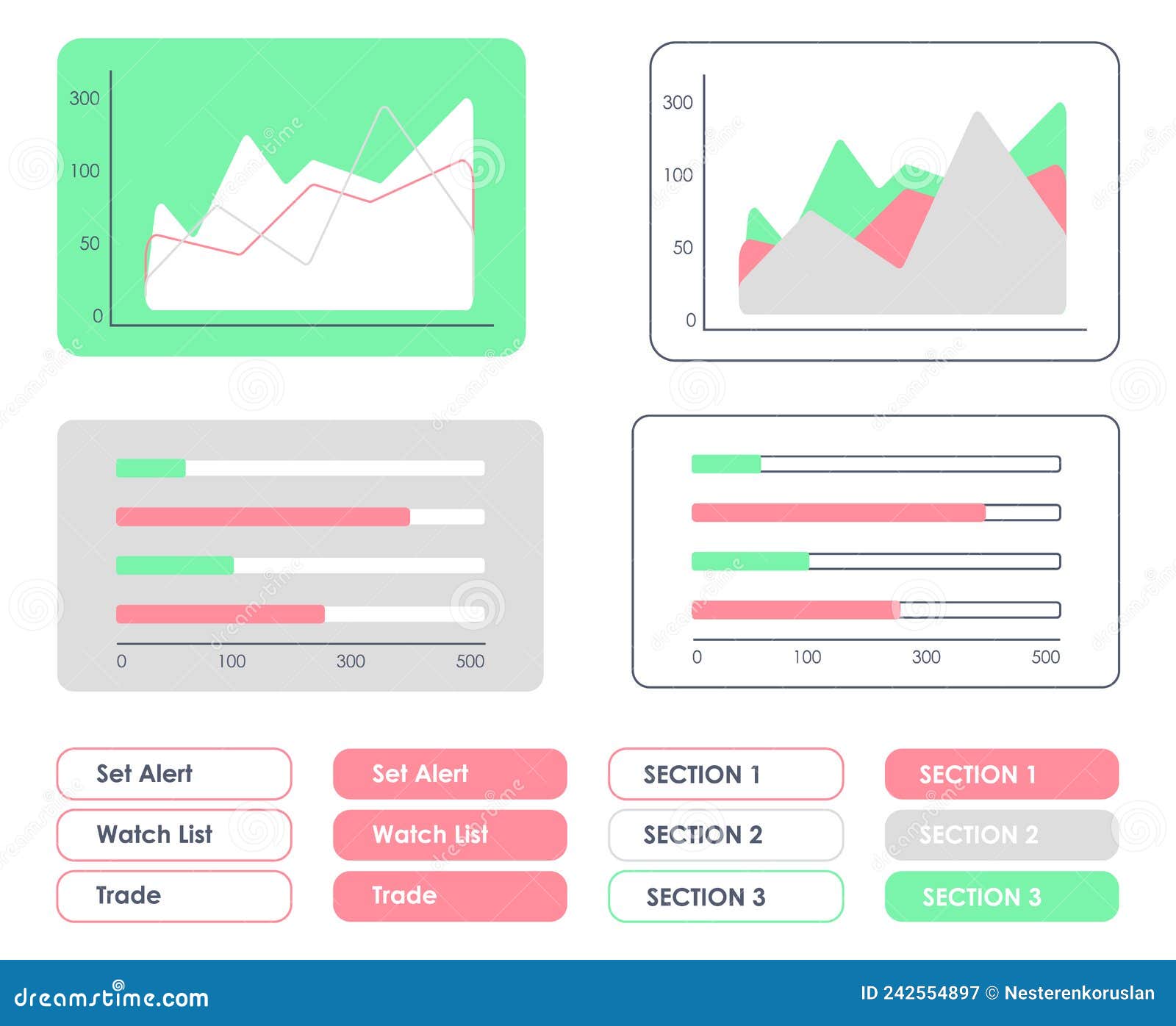 Trading Infographics UI Elements Kit Stock Vector - Illustration of ...