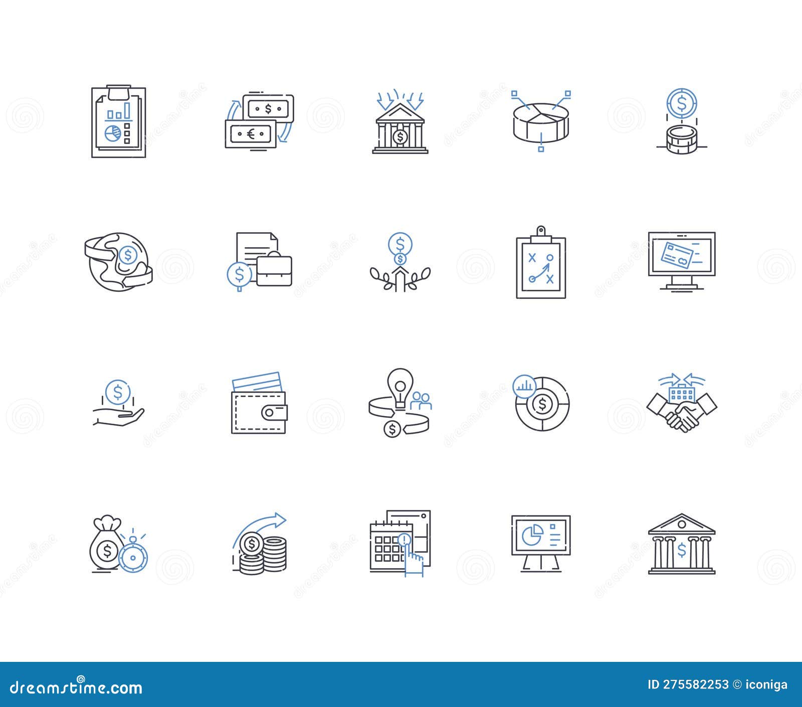 Trading Line Icons Collection Stocks Forex Commodities Futures