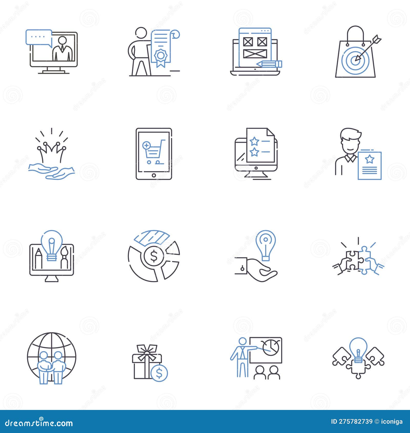 Trading Line Icons Collection Stocks Forex Shares Investment