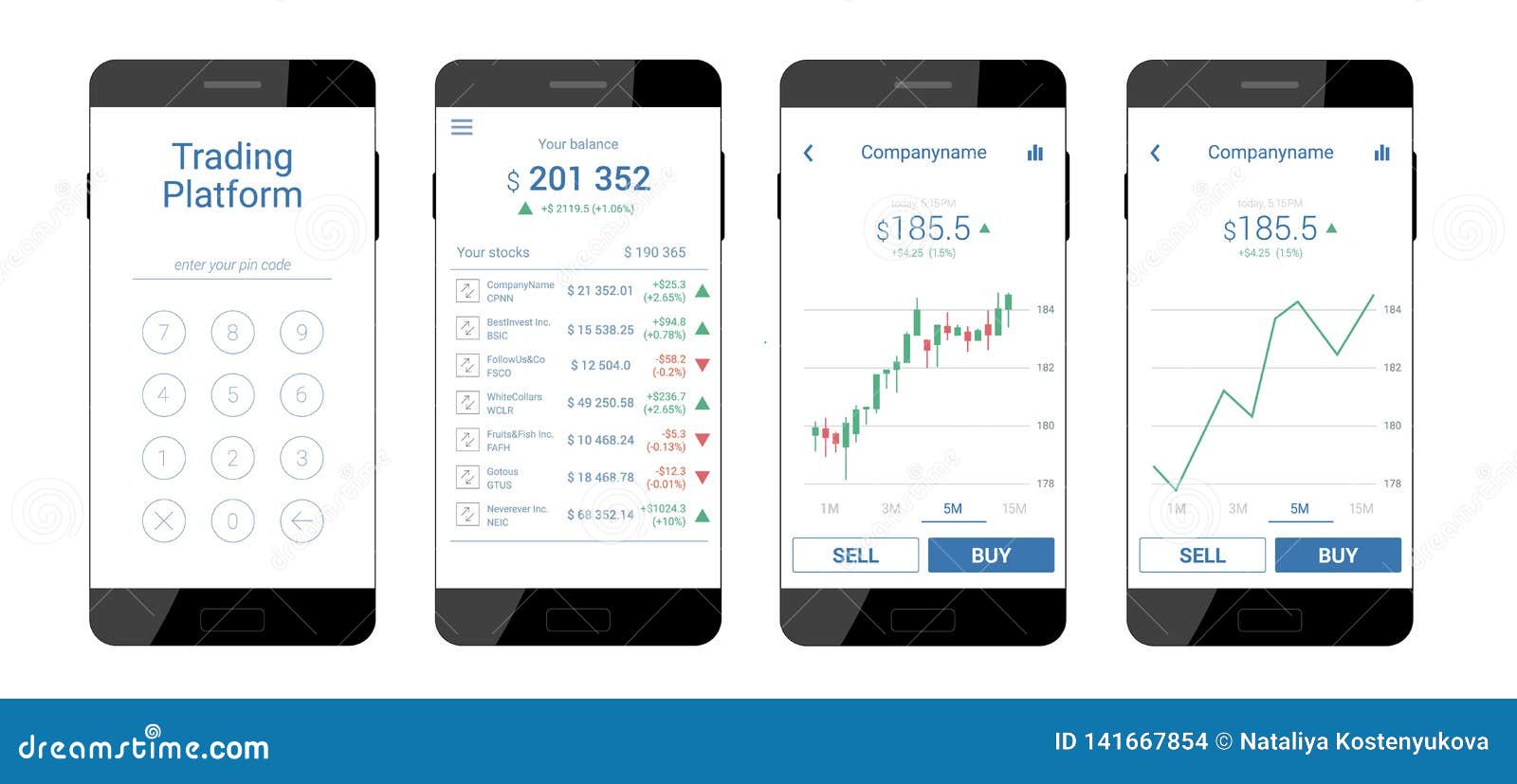 Trading mobile interface stock vector. Illustration of online - 141667854
