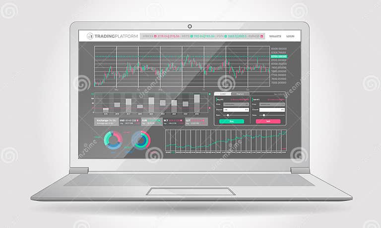 Trading Platform Interface with Infographic Elements Stock Vector ...