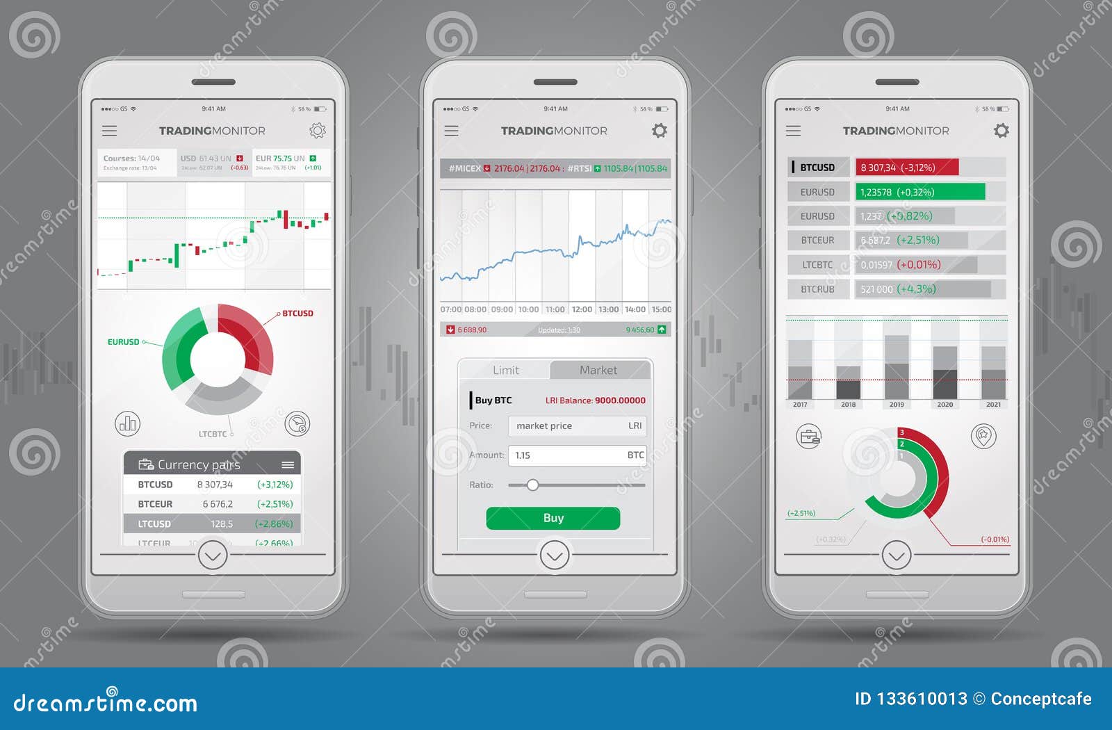 Trading Platform Interface with Infographic Elements Stock Vector ...