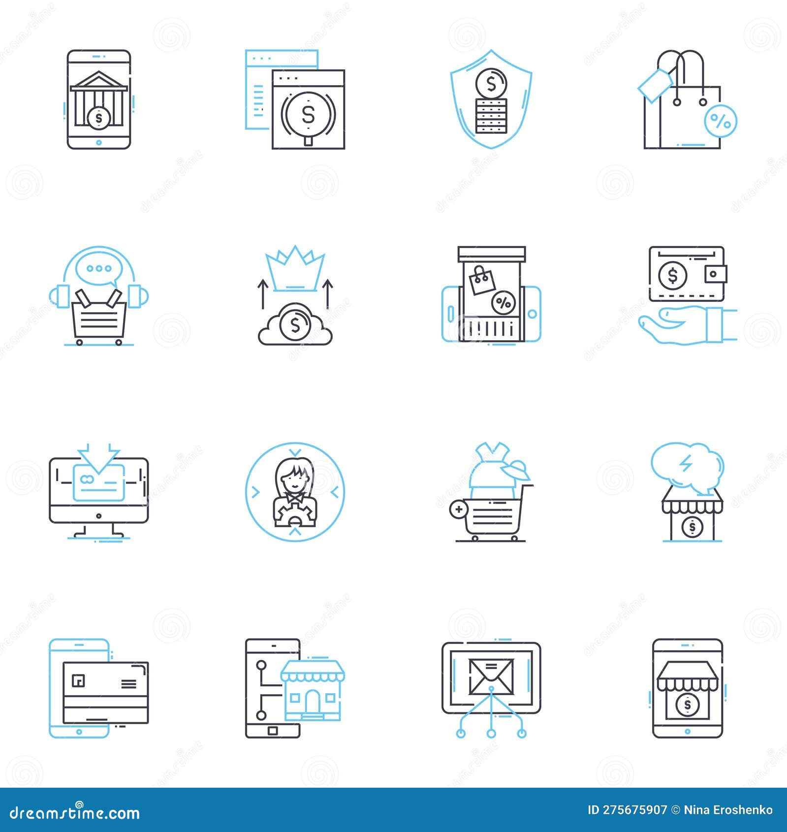 Trading Platform Linear Icons Set Interface Functionality User Friendly Efficiency