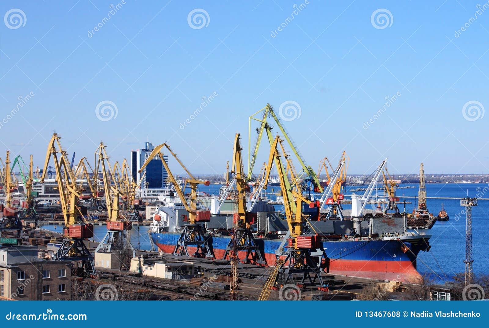 Trading port stock photo. Image of commerce, cranes, sail - 13467608