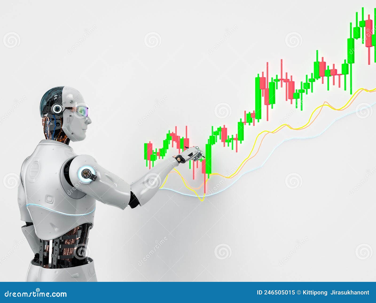 Trading Robot Concept with Robot with Candle Stick Graph Stock ...