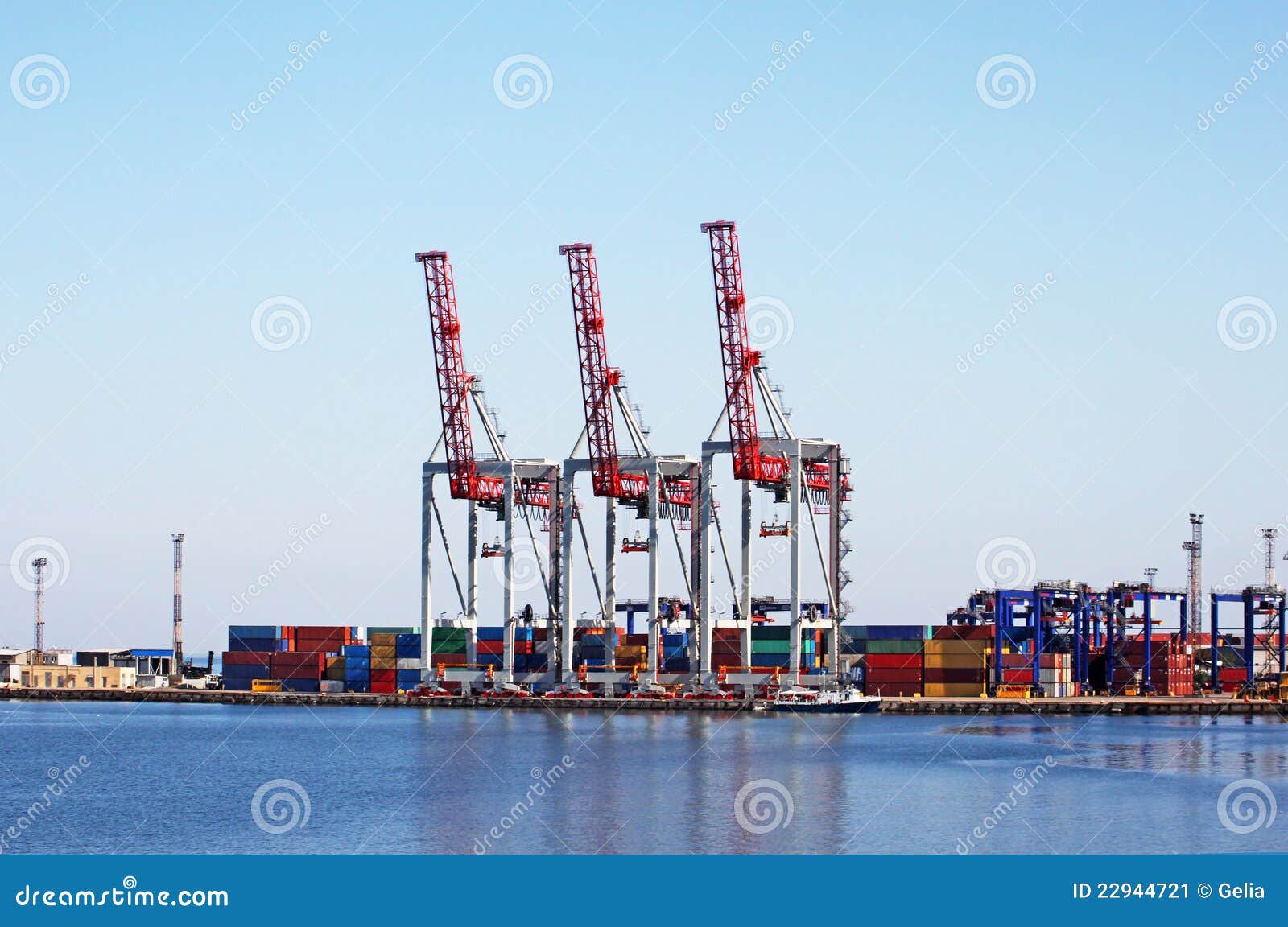Trading Seaport with Cranes Stock Image - Image of delivering, crane ...