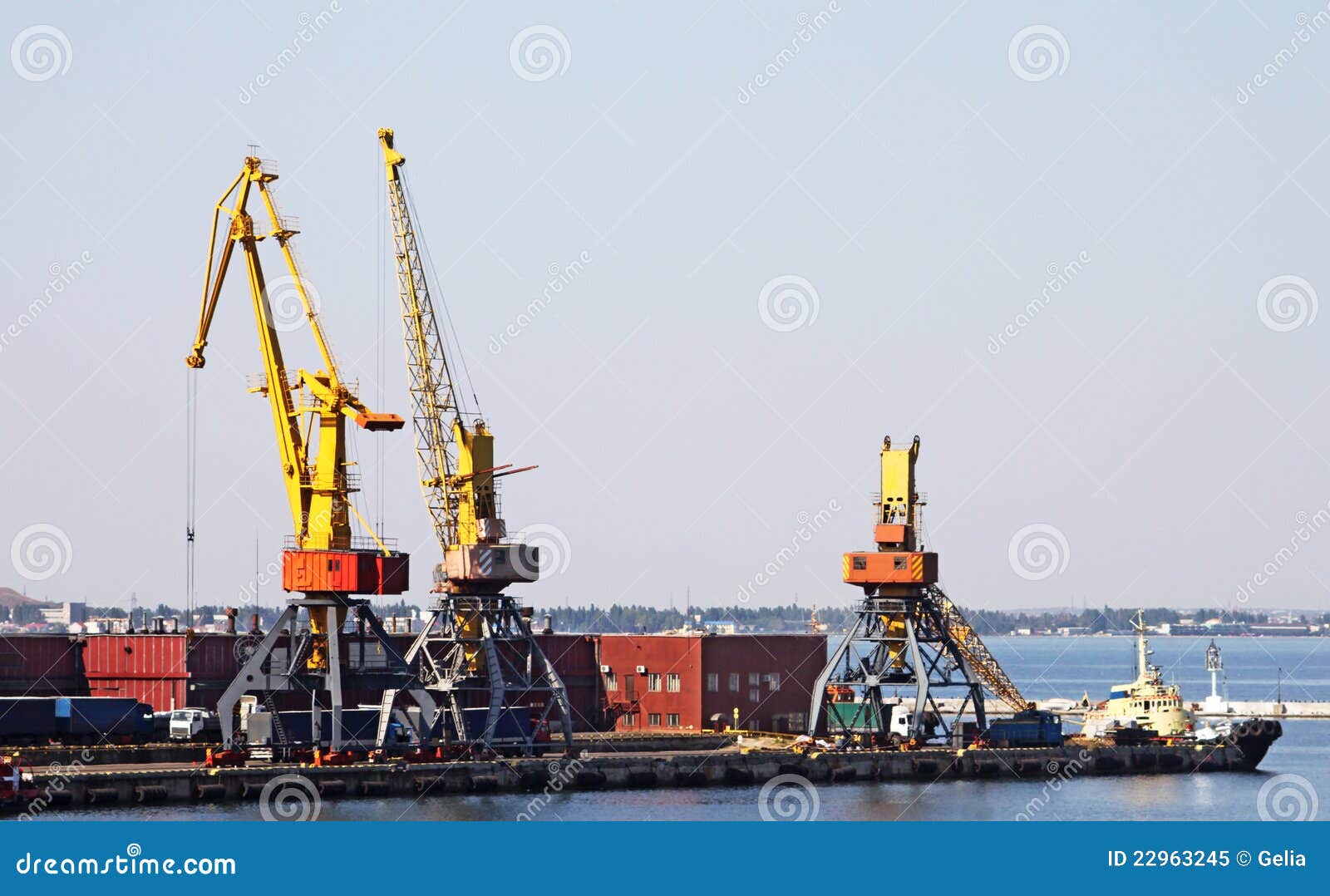 Trading Seaport with Cranes Stock Image - Image of sailing, boat: 22963245