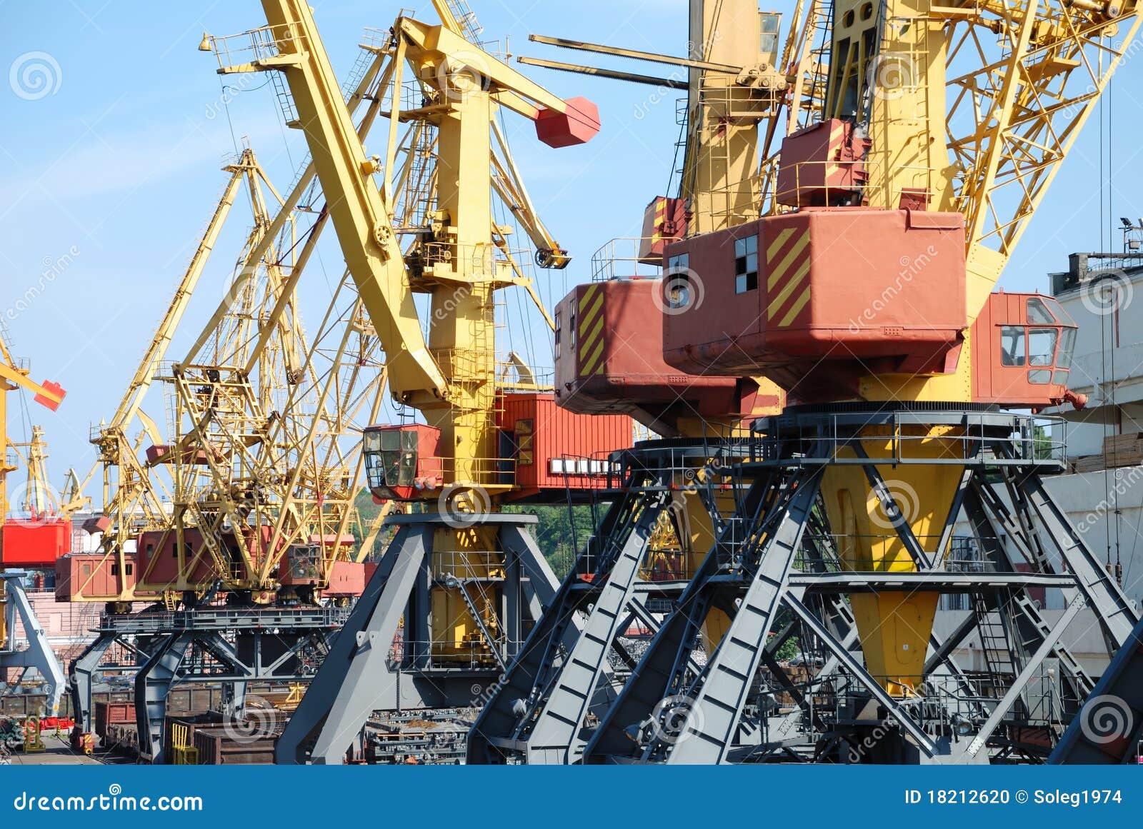 The Trading Seaport with Cranes and Ships Stock Photo - Image of ...