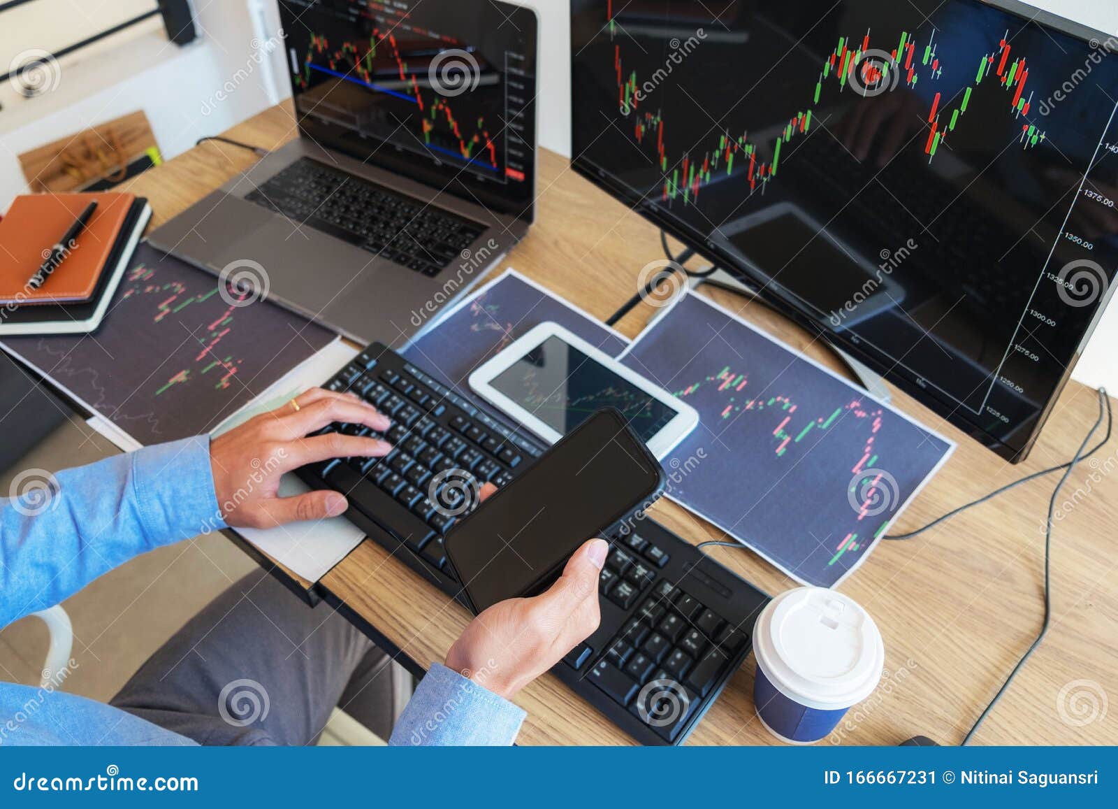 Trading on the Table is Working on a Computer Screen Full of Charts and ...