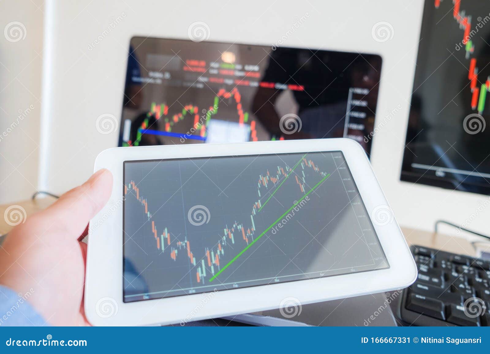 Trading on the Table is Working on a Computer Screen Full of Charts and ...