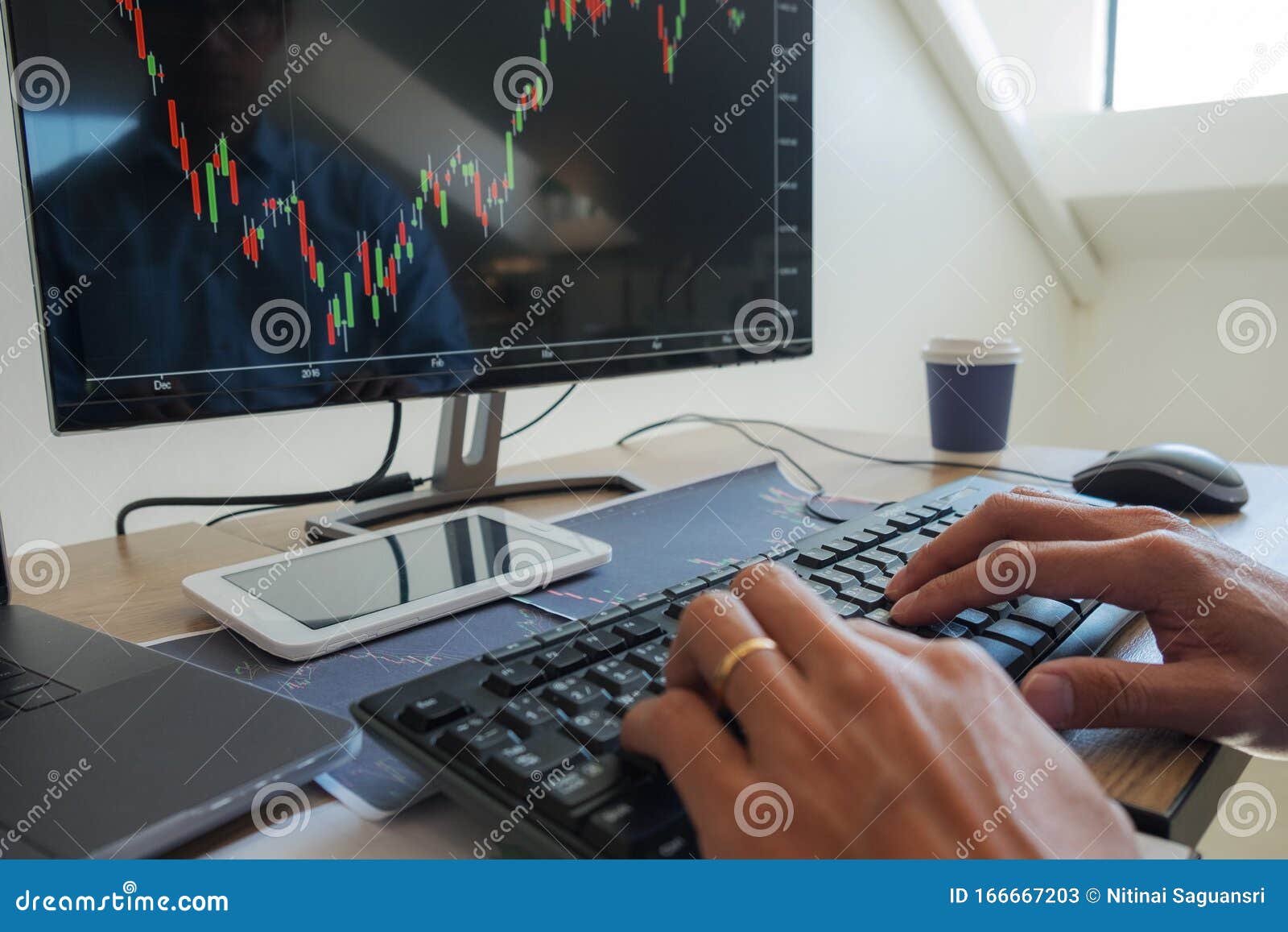 Trading on the Table is Working on a Computer Screen Full of Charts and ...